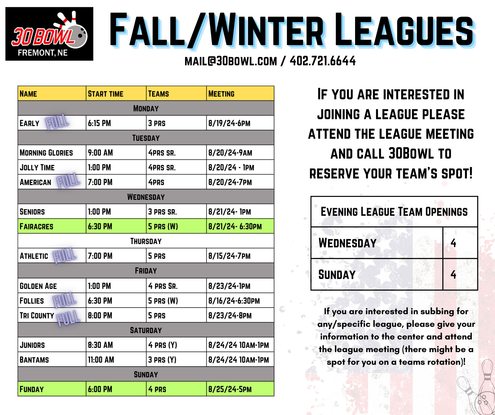 Leagues – 30 Bowl